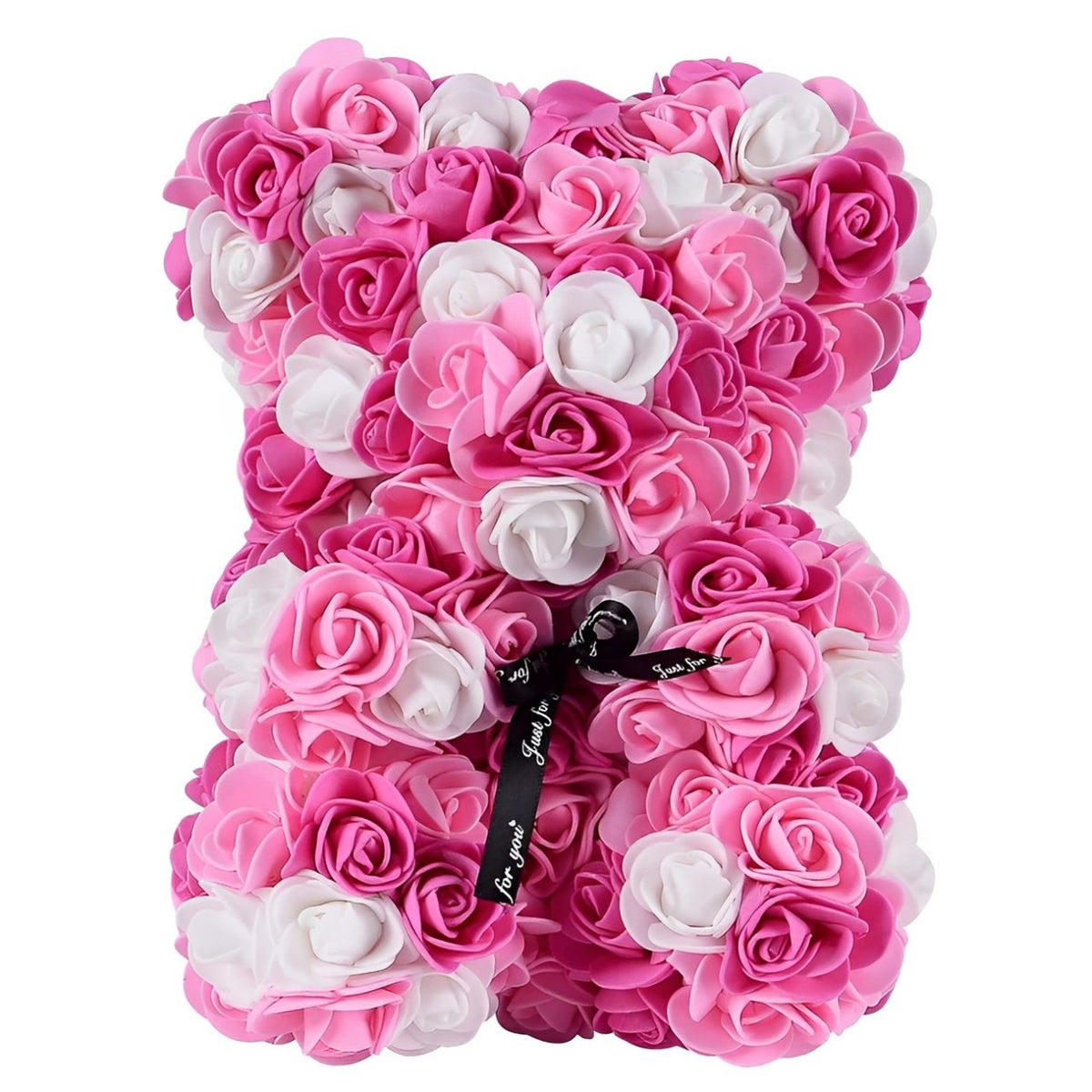 Artificial White And Pink Rose Teddy Bear | Zelda Shop