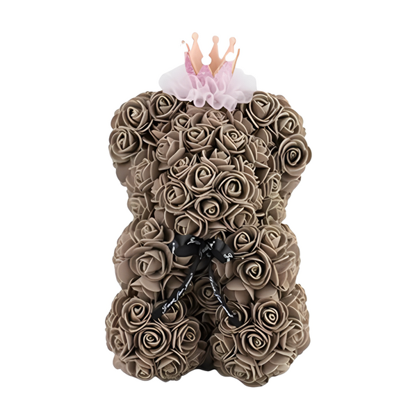 Crown Brown Fake Rose Teddy Bear | Zelda Shop