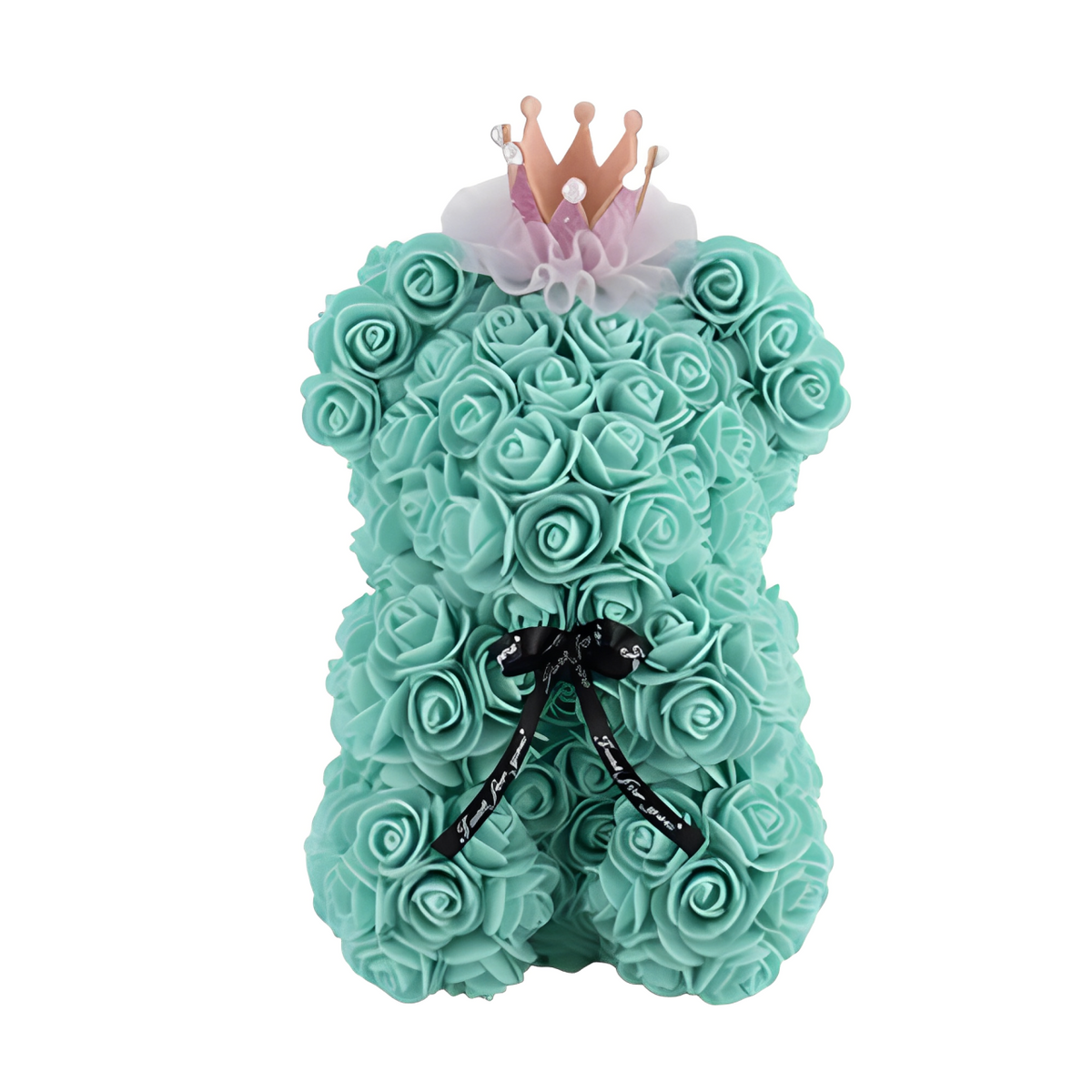Crown Turquoise Fake Rose Teddy Bear | Zelda Shop