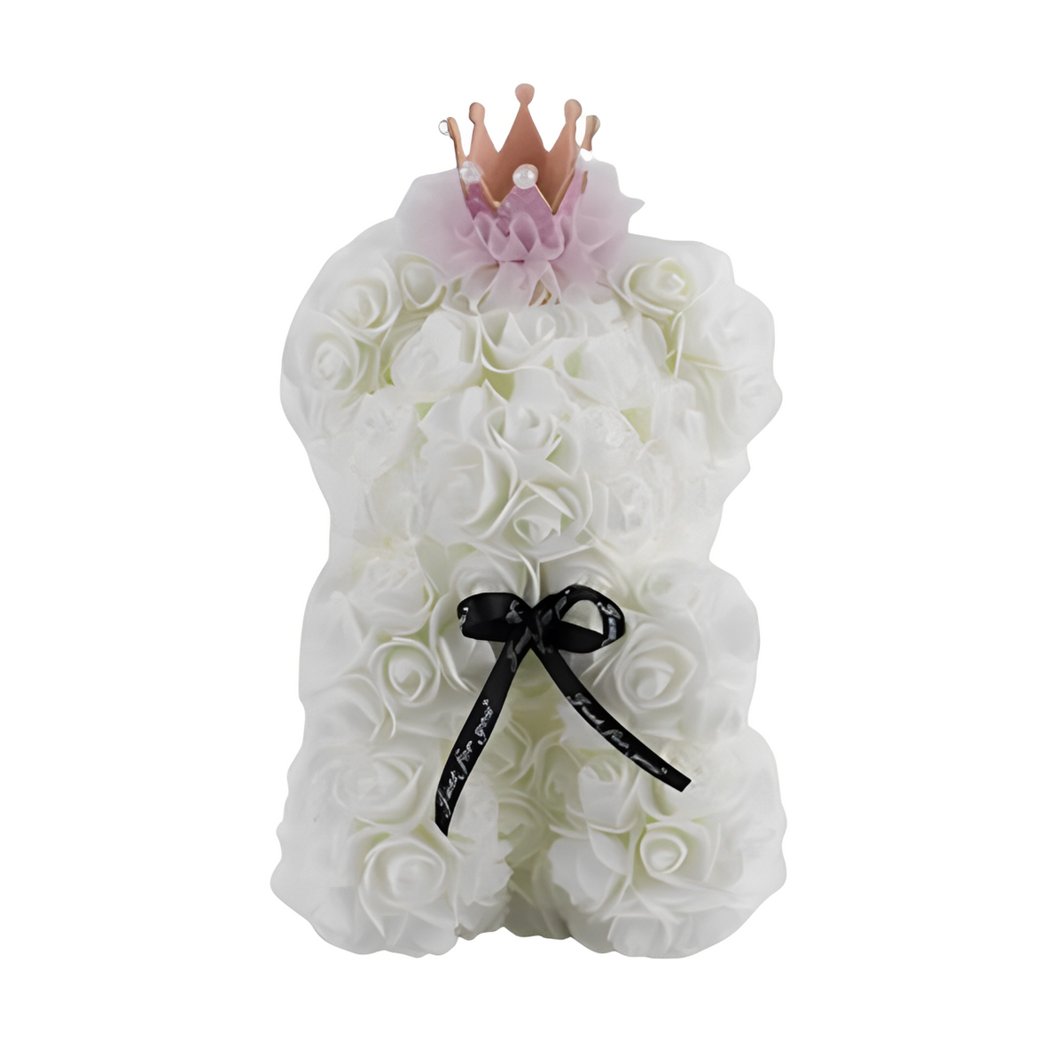 Crown White Fake Rose Teddy Bear | Zelda Shop
