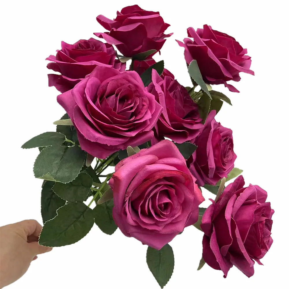 Artificial Fuchsia Roses Bouquet | Zelda Shop